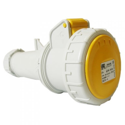 110V Yellow Straight Socket 16Amp 2P + E IP67