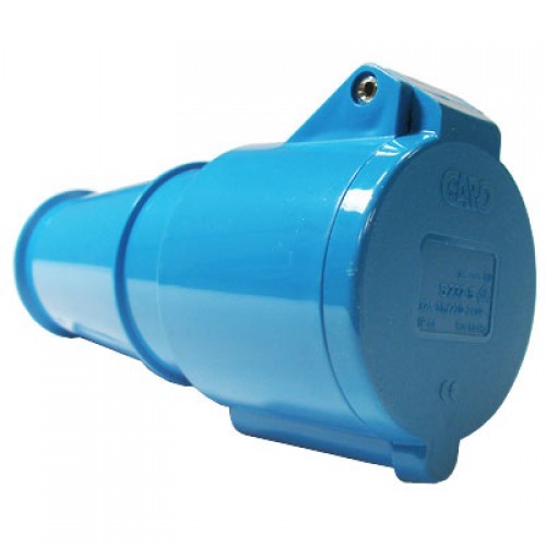 240v Blue Straight Socket 16Amp 2P + E IP44