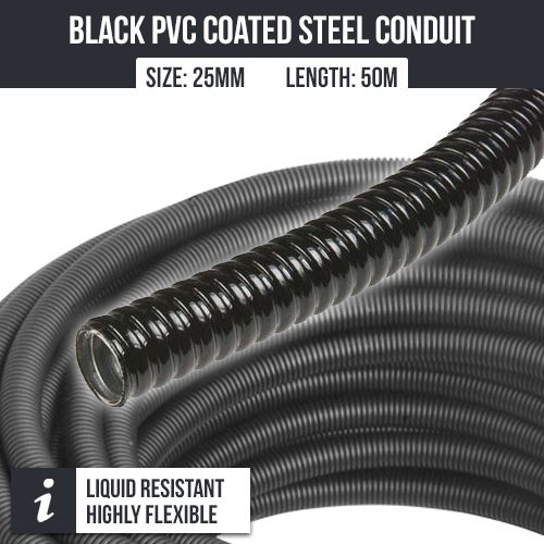 25mm Kopex pvc covered steel flexible conduit x 50m 25mm Kopex pvc covered steel flexible conduit x 50m