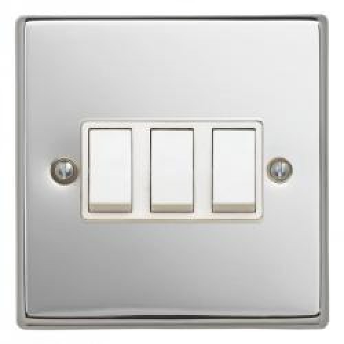 3 Gang 2 Way Switch Polished Chrome