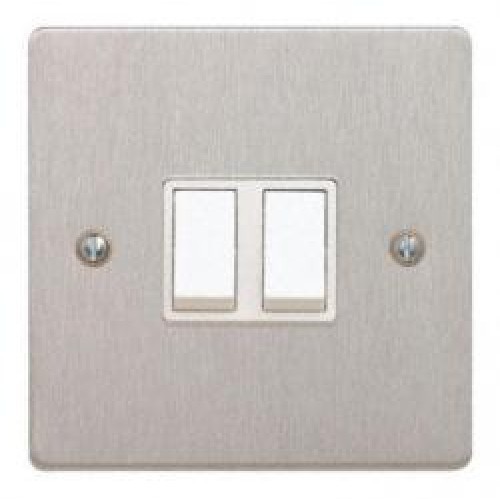 2 Gang 2 Way Switch Satin Chrome