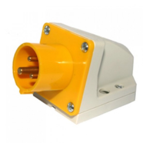 110V Yellow Wall Mounted Plug 16Amp 2P + E IP44