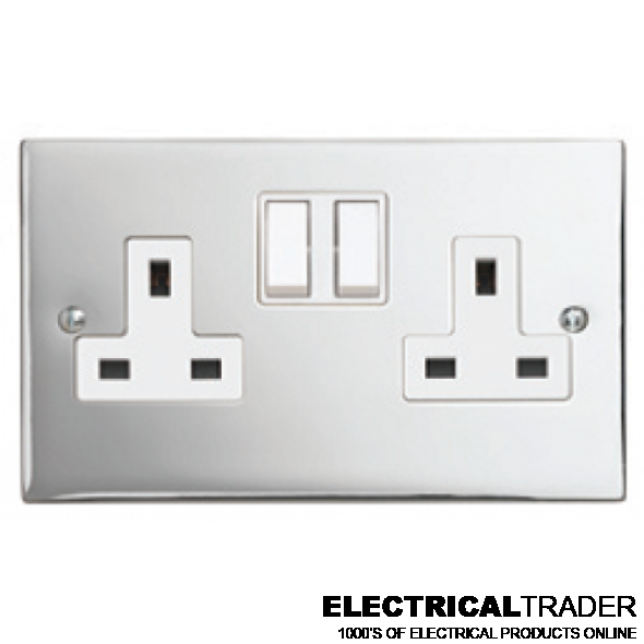 13A 2 Gang Polished Chrome Switched Socket