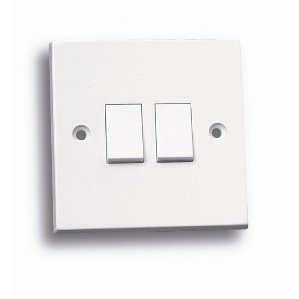 Standard white 2 gang 2 way switch