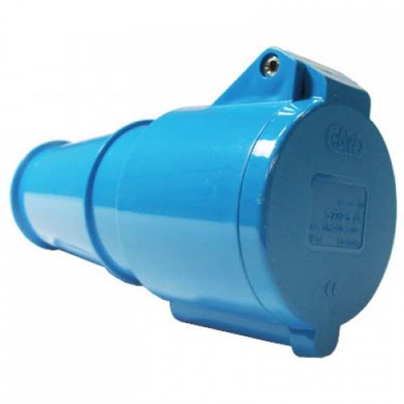 240v Blue Straight Socket 16Amp 2P + E IP44