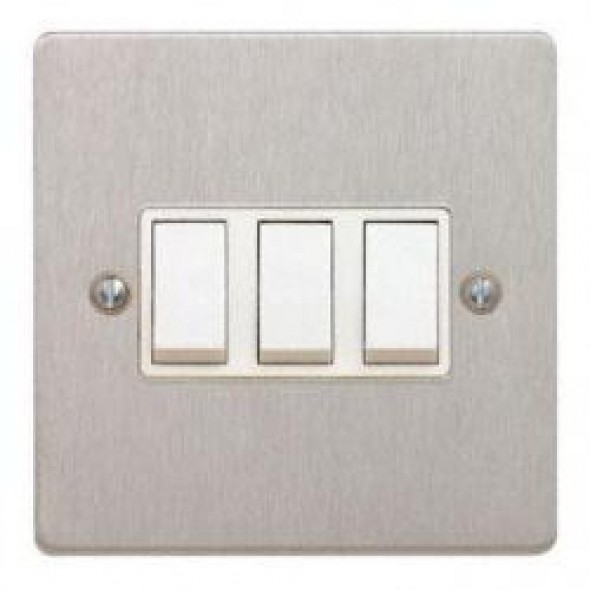 3 Gang 2 Way Switch Satin Chrome