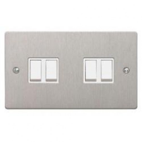 4 Gang 2 Way Switch Satin Chrome